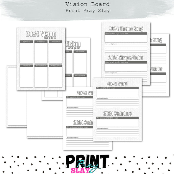 Vision Board Planner Inserts – Print Pray Slay