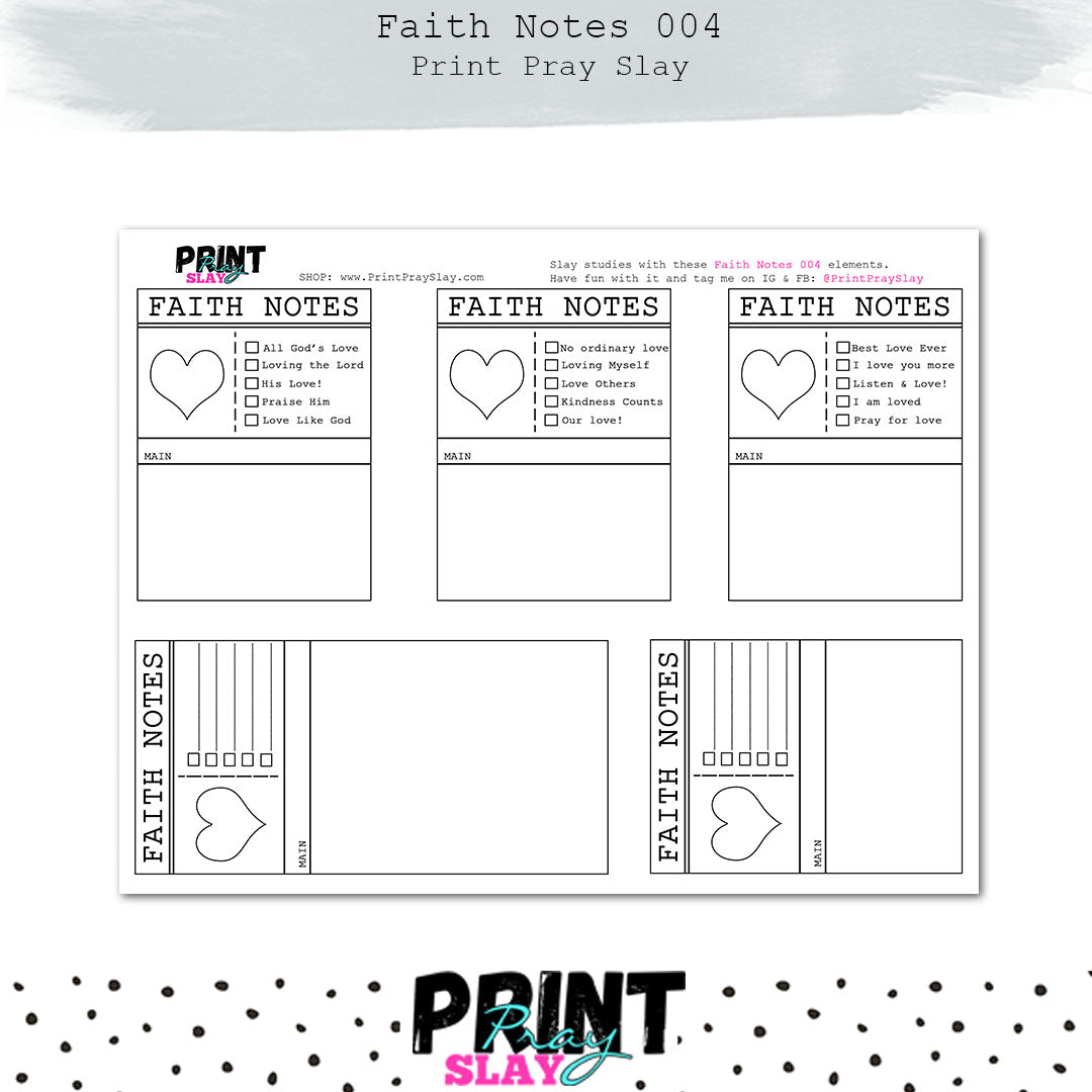 Faith Notes 4 Journaling Cards – Print Pray Slay