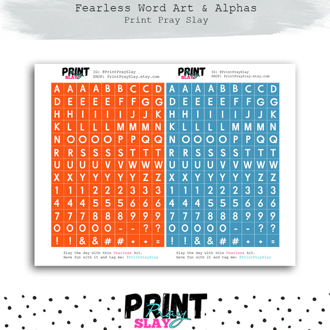 Fearless Word Art & Alphas – Print Pray Slay