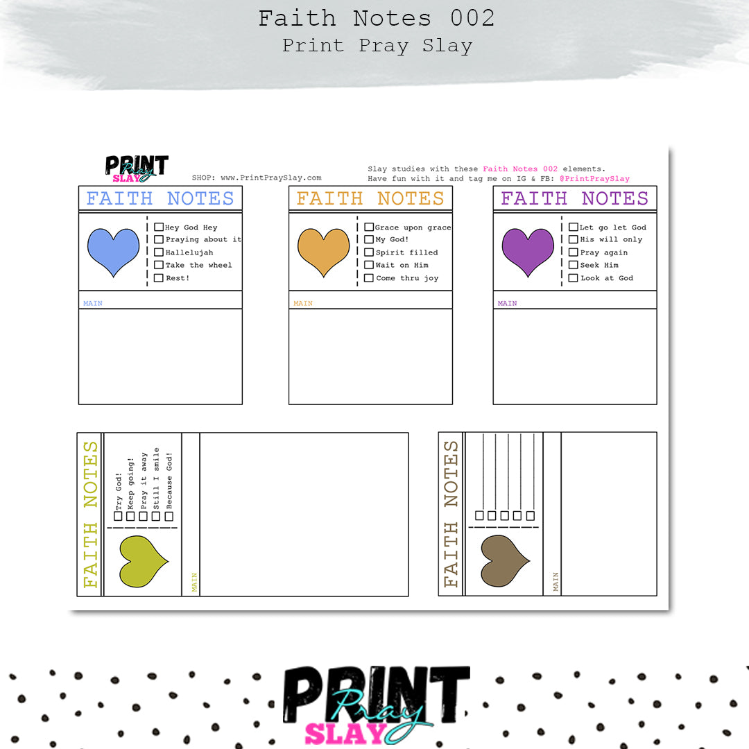Faith Notes 2 Journaling Cards – Print Pray Slay